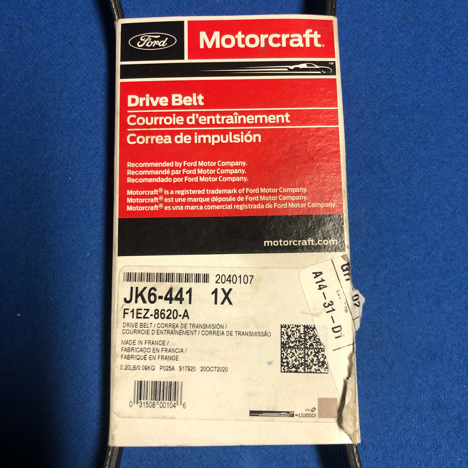 OEM+FORD+MOTORCRAFT+SERPENTINE+BELT+F1EZ-8620-A+JK6-441 for sale online ...
