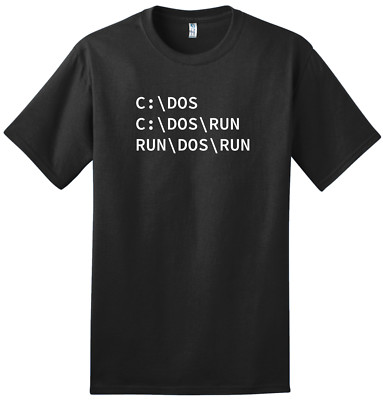 C:DOSRUN Old School DOS Programming Shirt - 100% Ringspun Cotton T ...