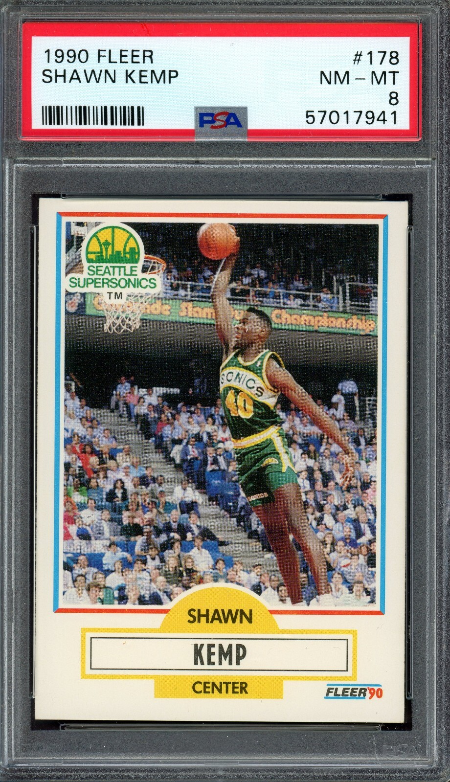 SHAWN KEMP ~ 1990 Fleer Basketball Rookie Card #178 ~ Graded PSA 8 NM ...