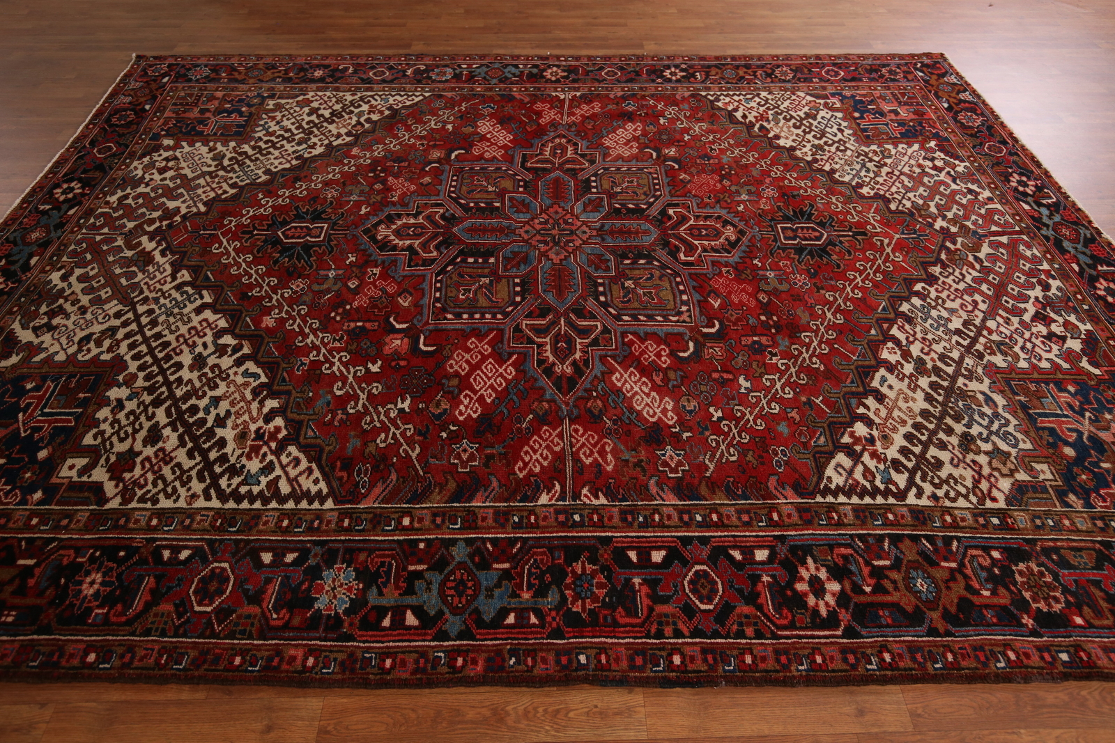 Vintage Red Wool Heriiz Living Room Rug Traditional Hand-knotted Carpet ...