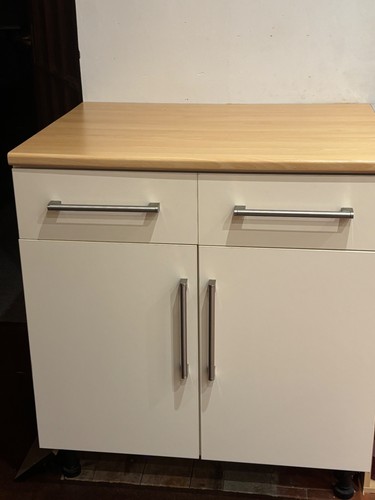 Howdens Kitchen Base Unit 800mm wide Cream Colour Matt + Worktop Used ...