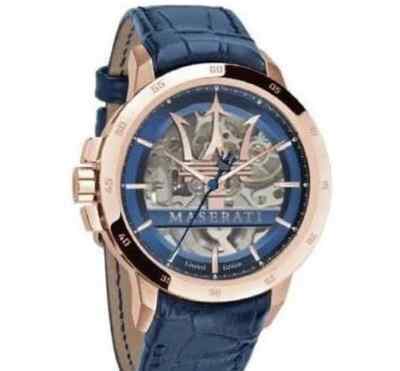 Maserati Mens Automatic Blue Dial Leather Stainless Steel Watch ...