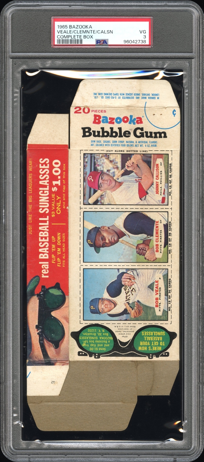 1965 BAZOOKA COMPLETE BOX BOB CLEMENTE/BOB VEALE/JOHNNY CALLISON PSA 3 ...