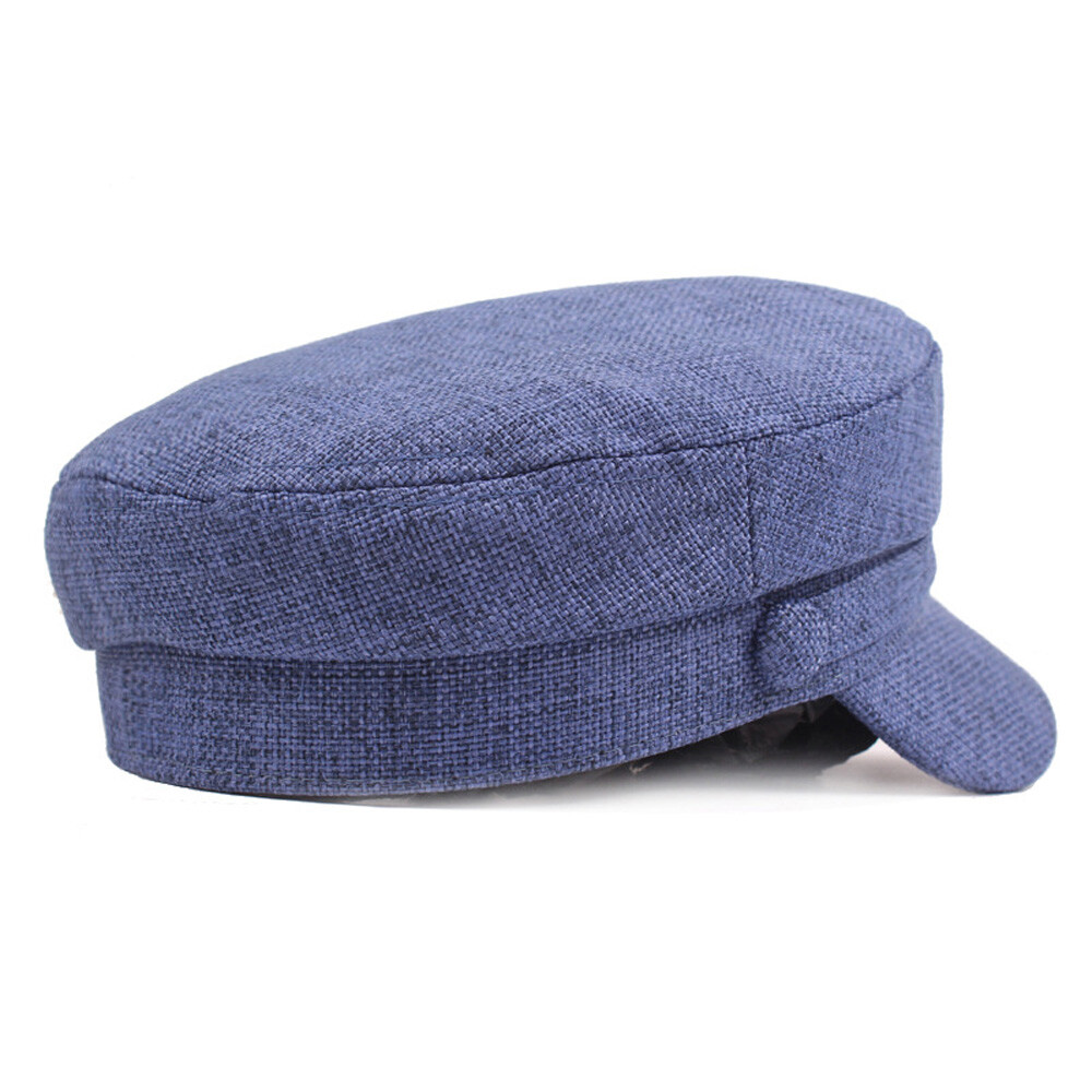 Men's Linen Cotton Navy Cap Golf Driving Beret Cabbie Hat Newsboy Flat ...