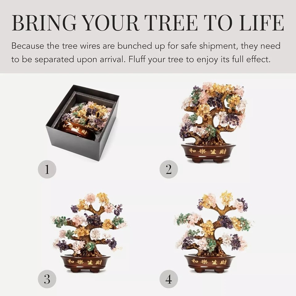KALIFANO Gemstone Bonsai Tree of Life Sculpture - multi-Gemstone Tree ...