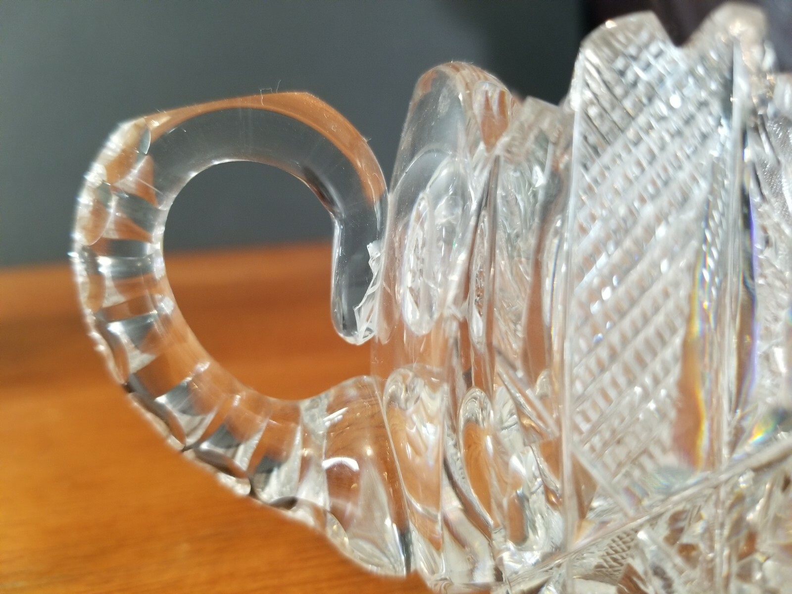 ANTIQUE AMERICAN BRILLIANT J. HOARE CUT GLASS CREAMER ACME PATTERN ...