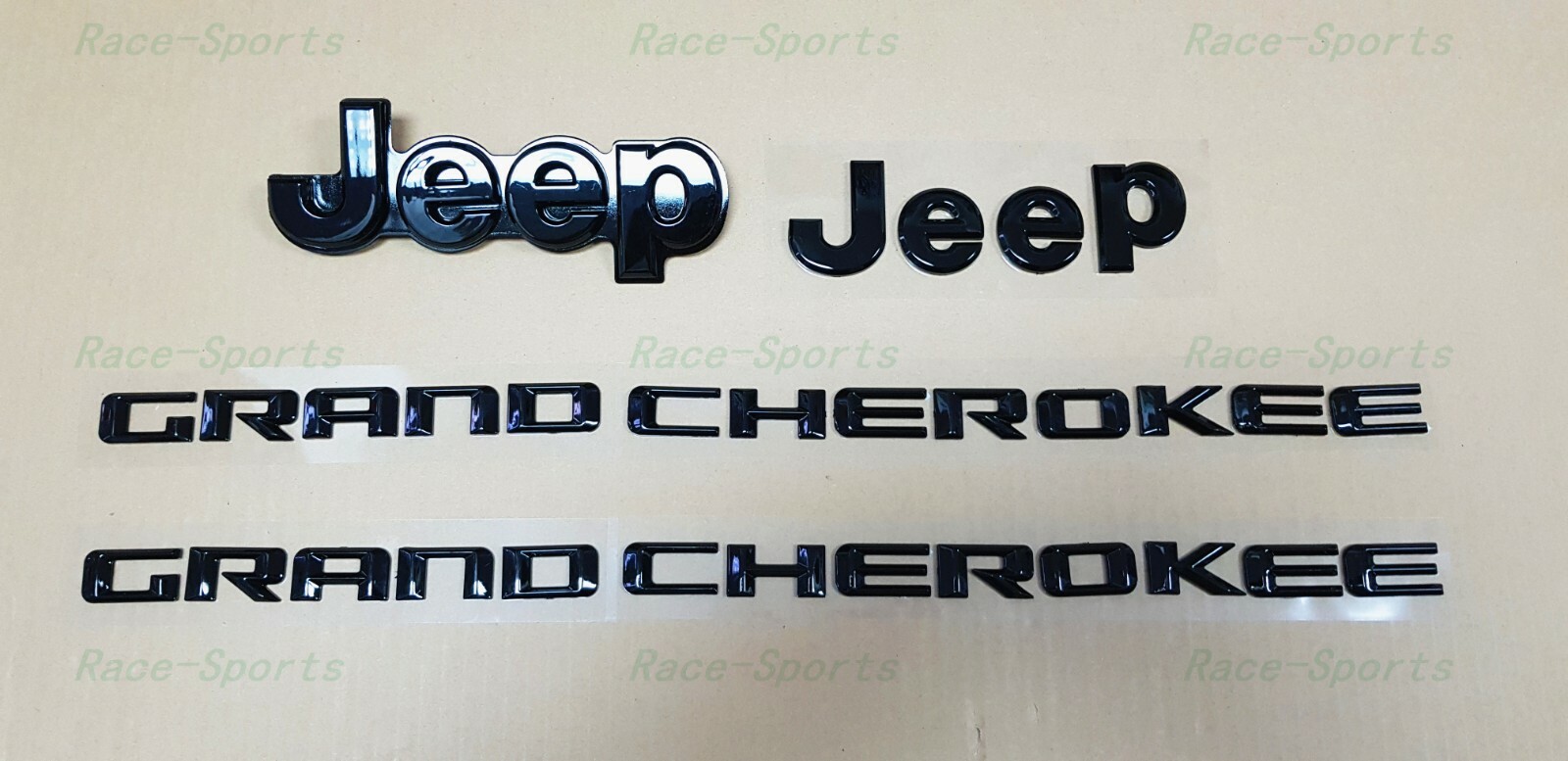 4PCS Gloss Black Front & Rear & Doors EMBLEM BADGE 2014-2018 Jeep Grand ...