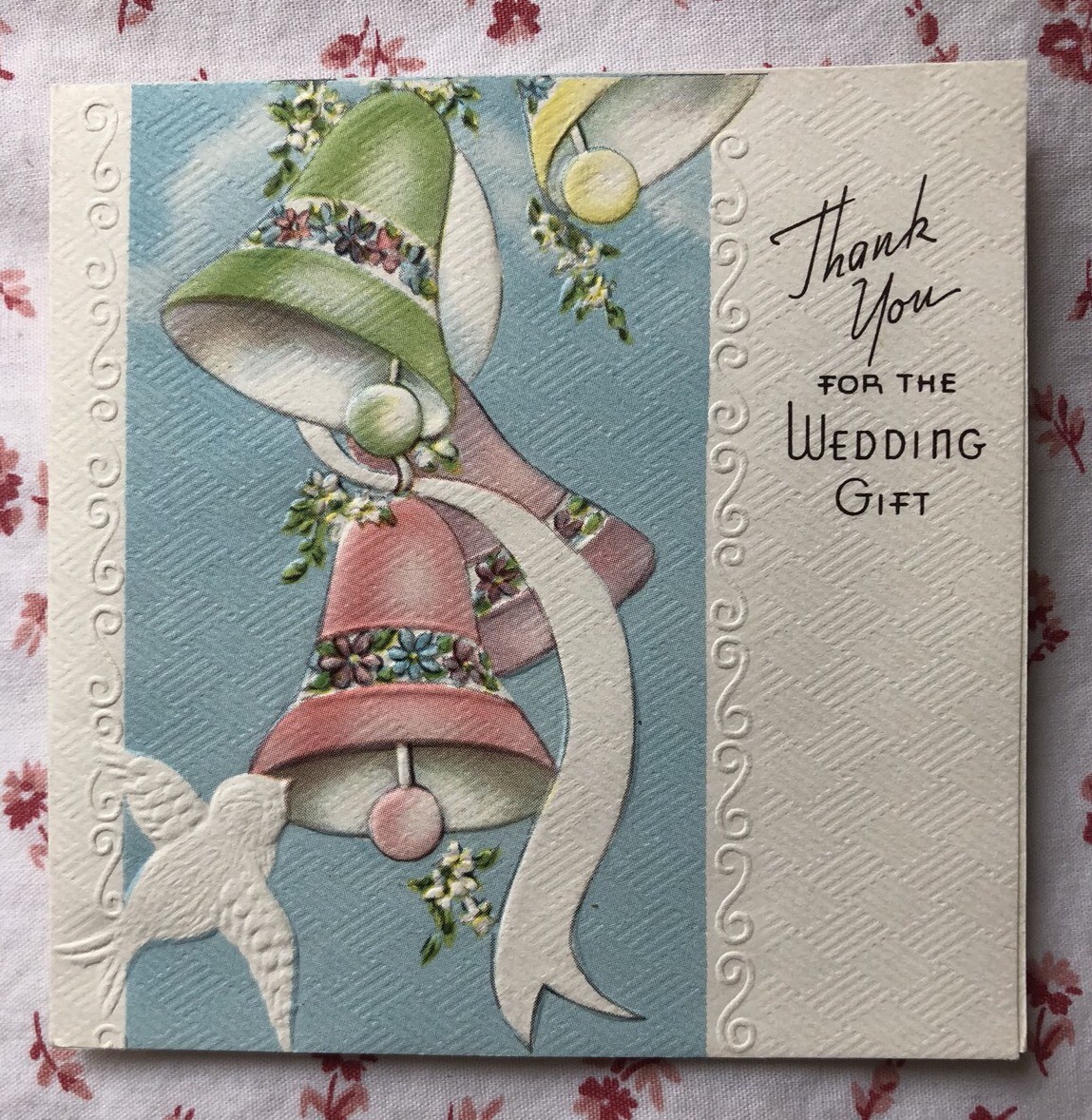 Vintage 1940s UNUSED Embossed Wedding Thank You Greeting Card Doves ...