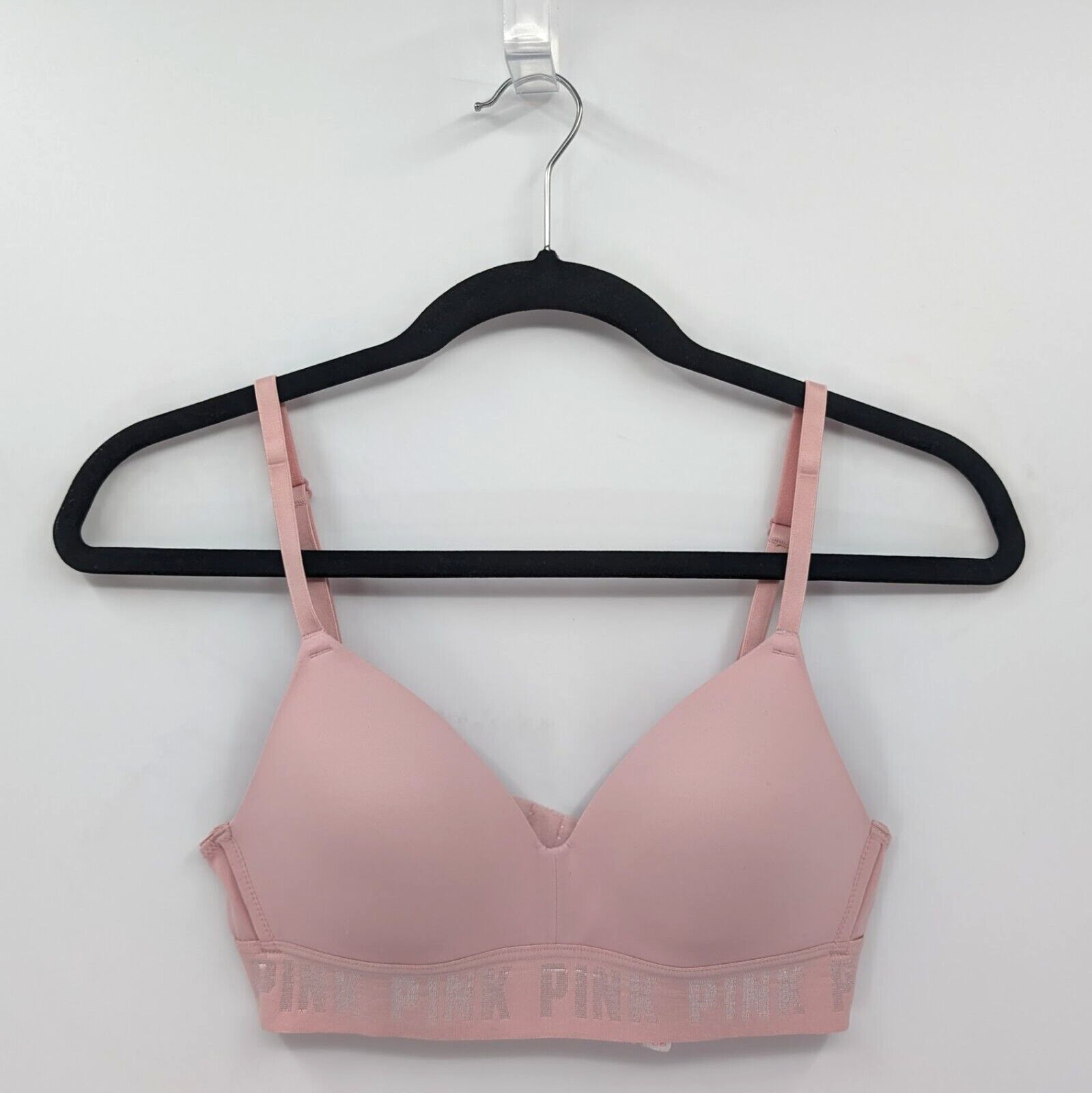 Victoria's Secret PINK Bra Women's 32B Pink Logo Wireless Lightly Lined ...