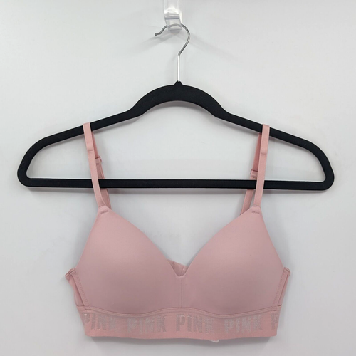 Victoria's Secret PINK Bra Women's 32B Pink Logo Wireless Lightly Lined ...