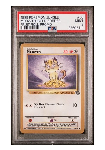 PSA 9 MINT Meowth Gold Border Jungle 56/64 ENG Pokémon TCG FRUIT ROLL ...