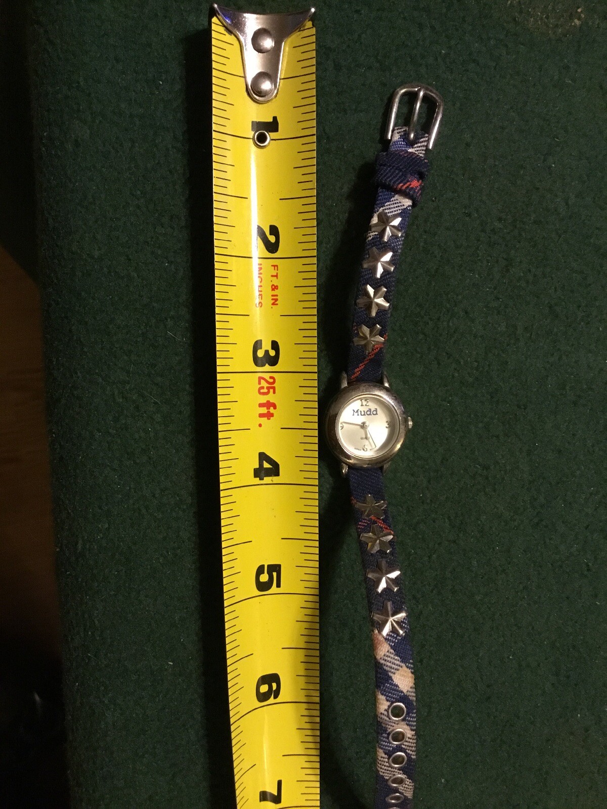 Mudd Small Watch Jean With Stars Band Quartz Silver Tone Case MD1013 ...