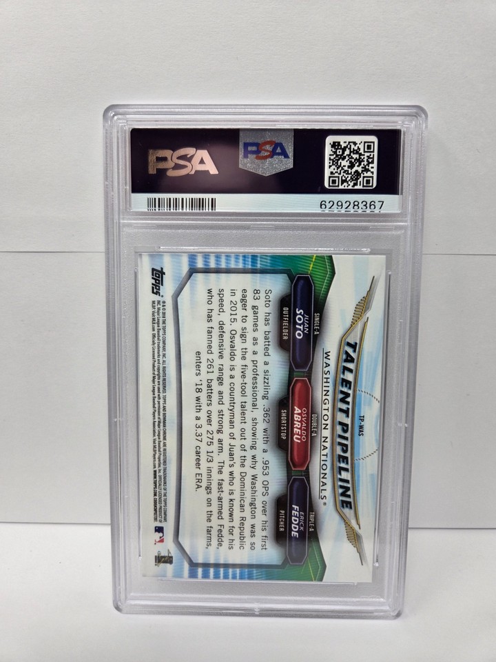 2018 Bowman Chrome Refractive - JUAN SOTO Rookie Baseball Card PSA 9 ...