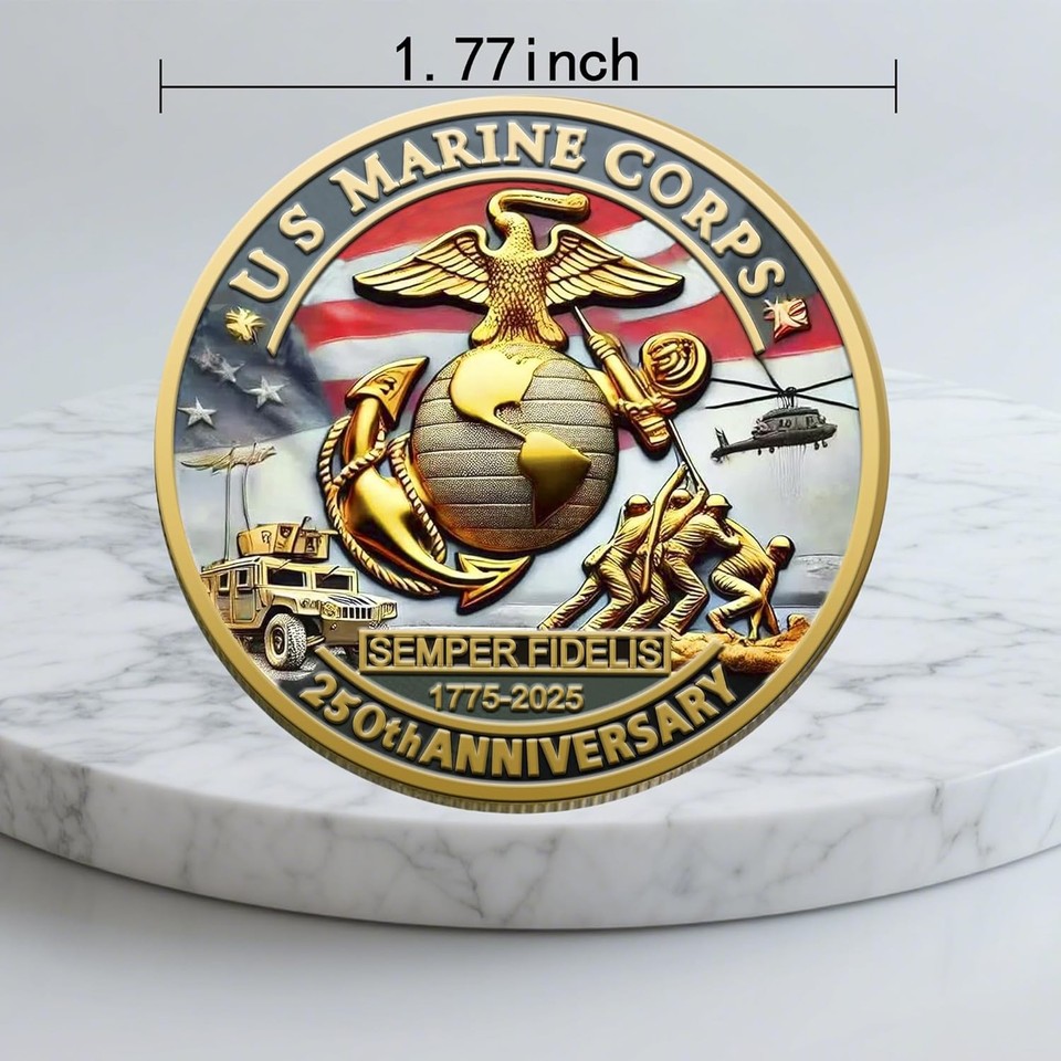 USMC 250th Anniversary Challenge Coin – 1775-2025 Double-Sided Military ...