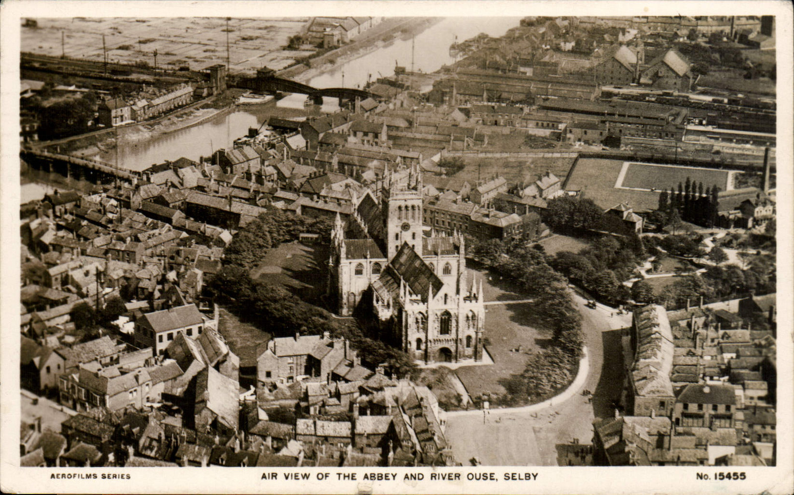Selby. Air View of the Abbey & River Ouse by Aerofilms # 15455. | eBay UK