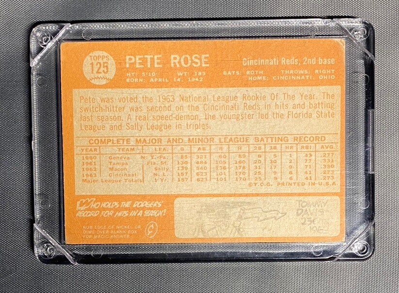 PETE ROSE-1963 Topps RC & Card collection, Autograph Cards,Signed Bat ...