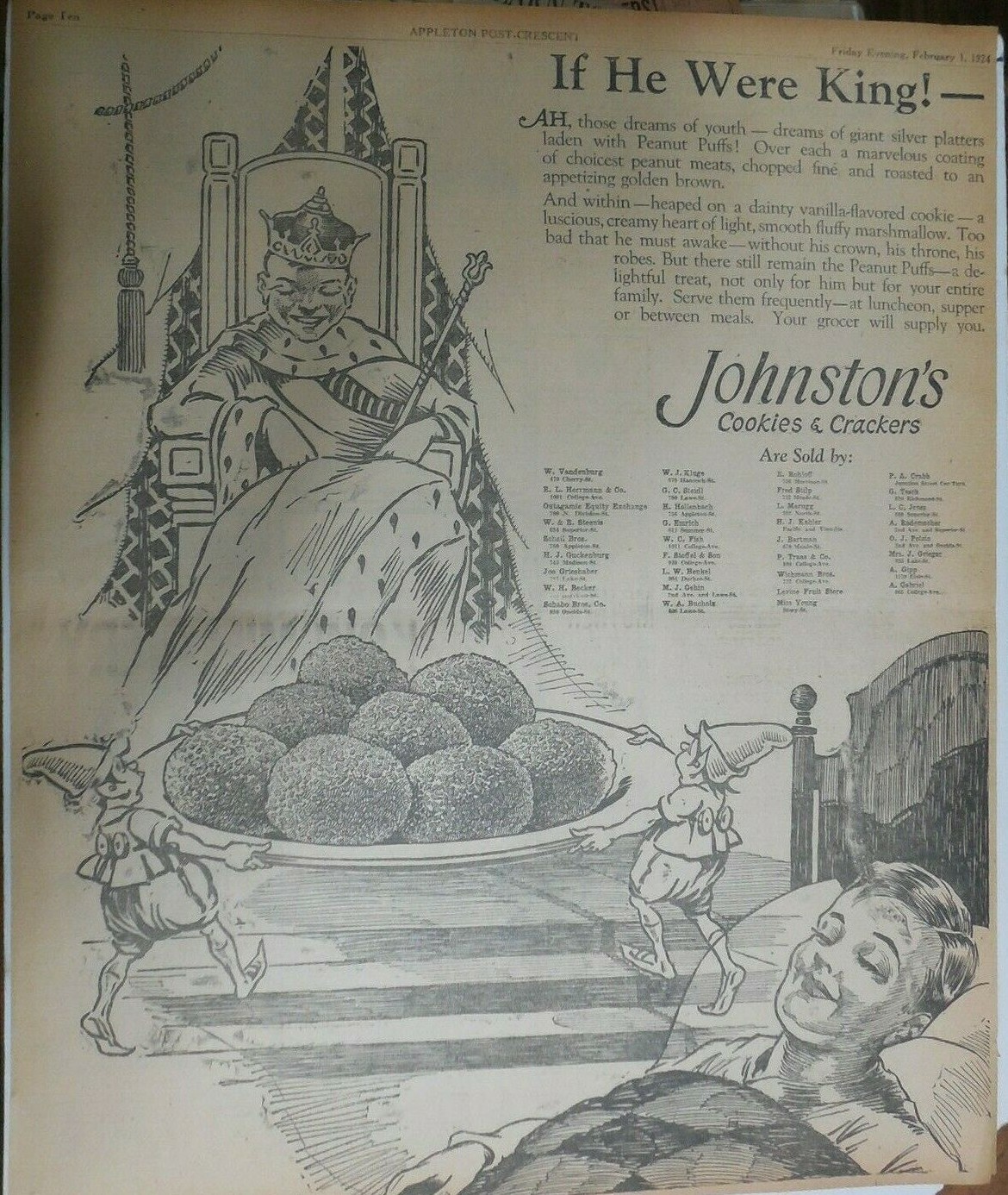 Johnston's Famous Cookies Ad: from Appleton Wisconsin 1924 Size: 15 x ...