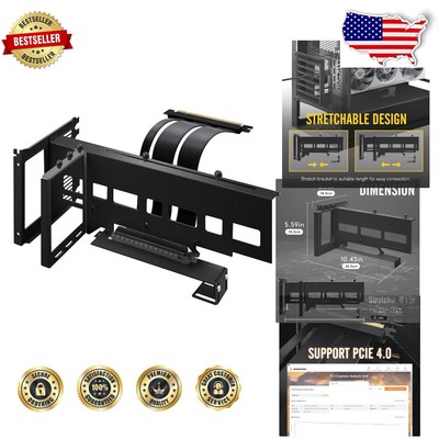 Universal PCIe 4.0 GPU Mount with Black ARGB Riser Cable for All ...