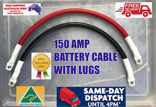 40 CM DC 12 VOLT BATTERY POWER CABLE 2AWG WIRE 150 AMP WITH 10 MM LUGS ...