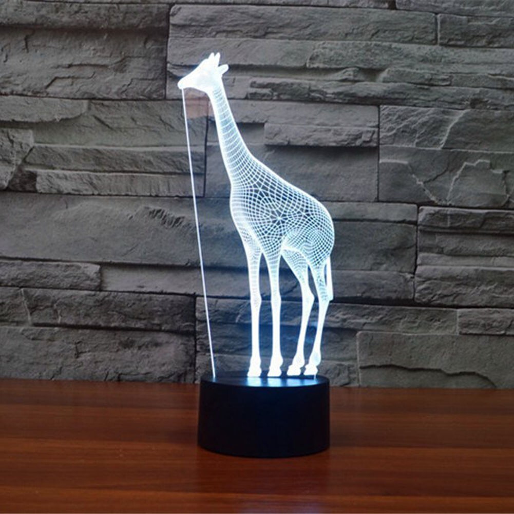 3D Optical Illusion Night Light Giraffe Touch 7 Colorful USB LED Desk ...