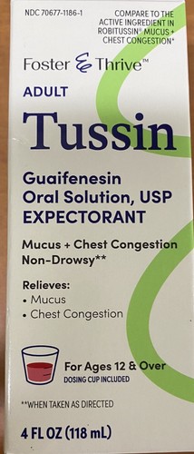 TUSSIN COUGH SYRUP Expectorant Mucus & Congestion Relief Generic ...