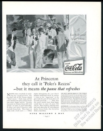 1930 Princeton University Poler's Recess art Coca-Cola Coke vintage ...