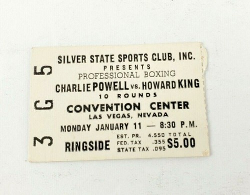 RARE 1960 Boxing Ticket Stub CHARLIE POWELL vs HOWARD KING Las Vegas ...
