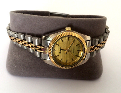 RONICA QUARTZ WOMENS WRIST WATCH RUNS NEW BATTERY TWO TONE JAPAN MOVT ...