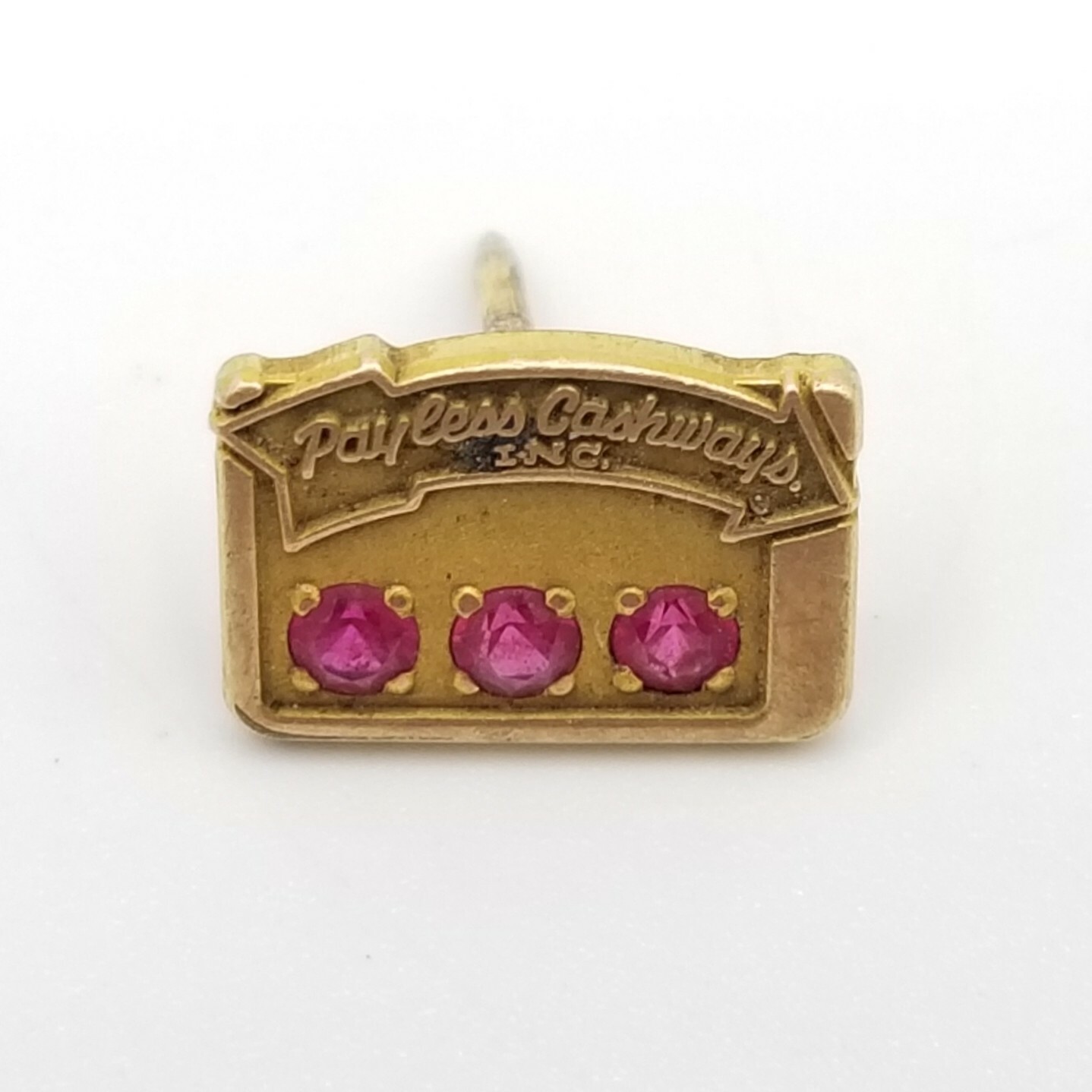 Rare Vtg Payless Cashways Service Pin Pinback 1/10 10K Gold Filled Ruby ...
