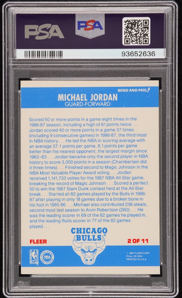 1987 FLEER STICKER #2 MICHAEL JORDAN PSA 6 DNA AUTO 7 | eBay