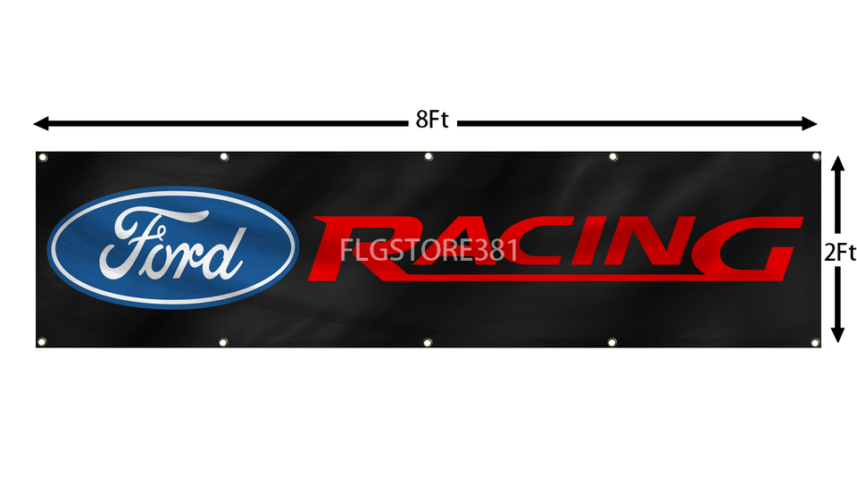 Ford Racing Banner Flag 2x8Ft Car Saleen Mustang Shelby Cobra Cortina ...