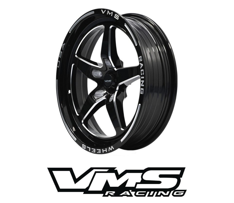 2 VMS RACING V-STAR FRONT DRAG RACE RIMS WHEELS 18X5 SKINNIES FOR FORD ...