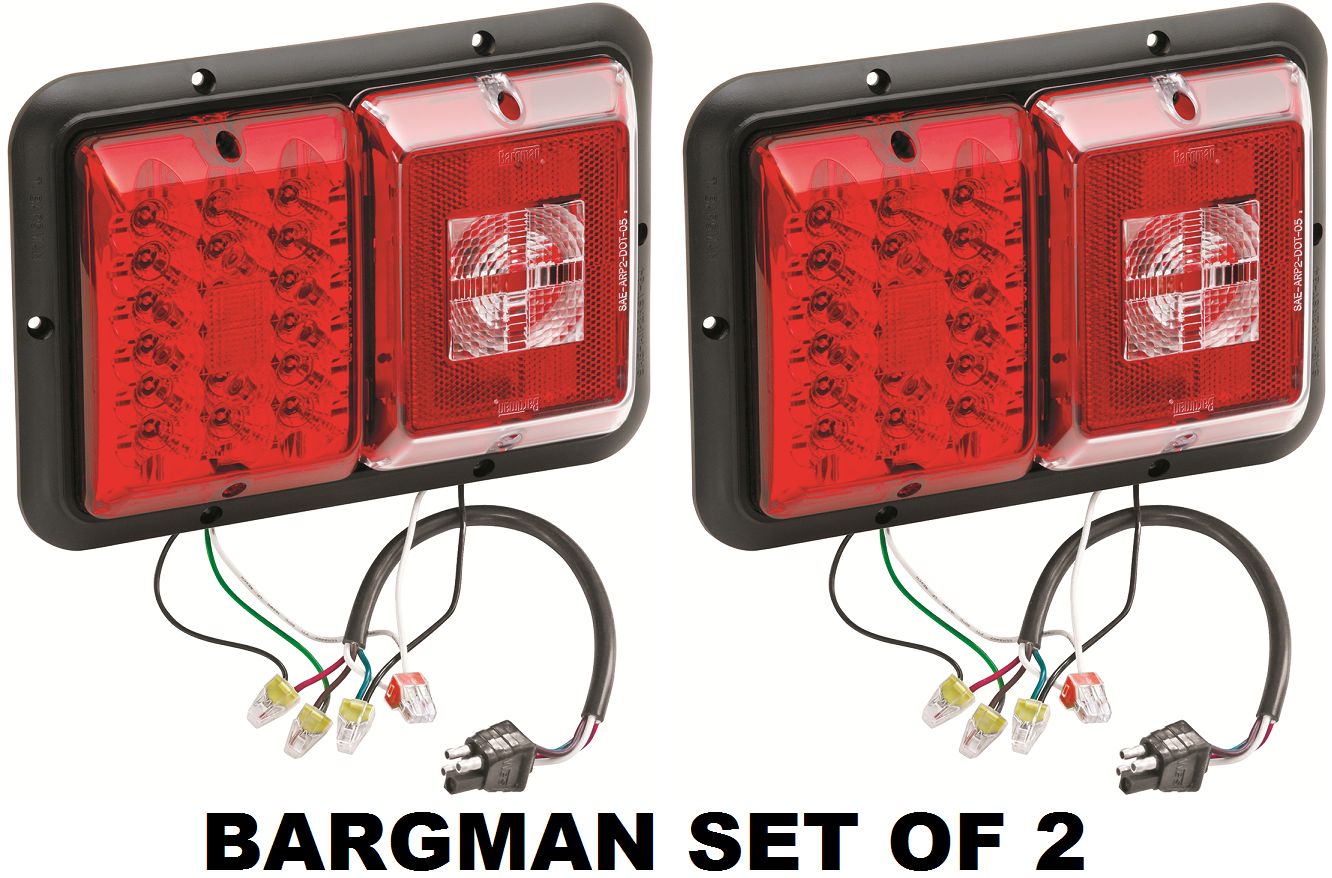 BARGMAN SET OF 2 (TWO) LED RECESSED TRAILER TAILLIGHT #84/85 SERIES W ...