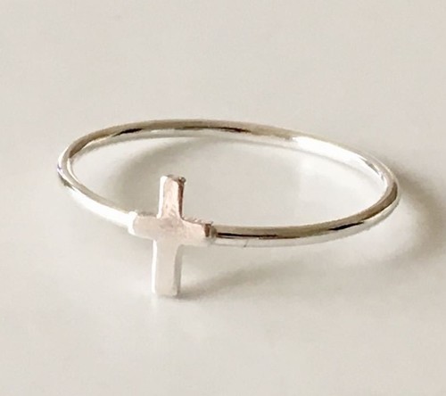 925 Sterling Silver Cross Fine Ring Size 5 6 7 8 9 10 Stack Stackable ...