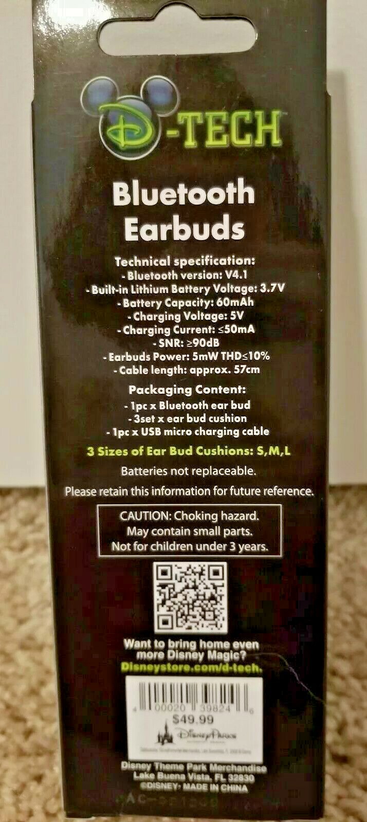 NIB Genuine Disney Parks D-Tech Mickey Mouse wireless Bluetooth Earbuds ...