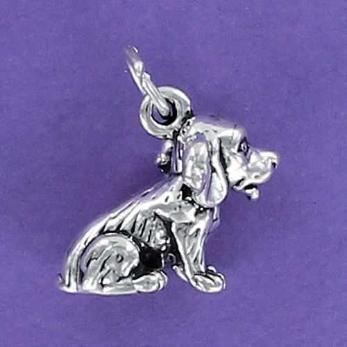 Long Hair Beagle Charm Sterling Silver for Bracelet Dog Puppy Pet ...
