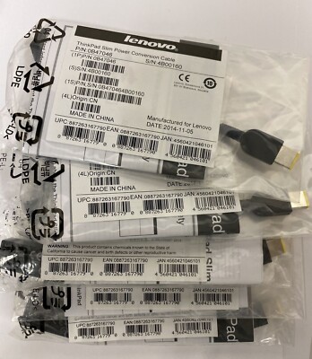 Lot of 5 Lenovo ThinkPad Slim Power Conversion Cable Adapter Round to ...