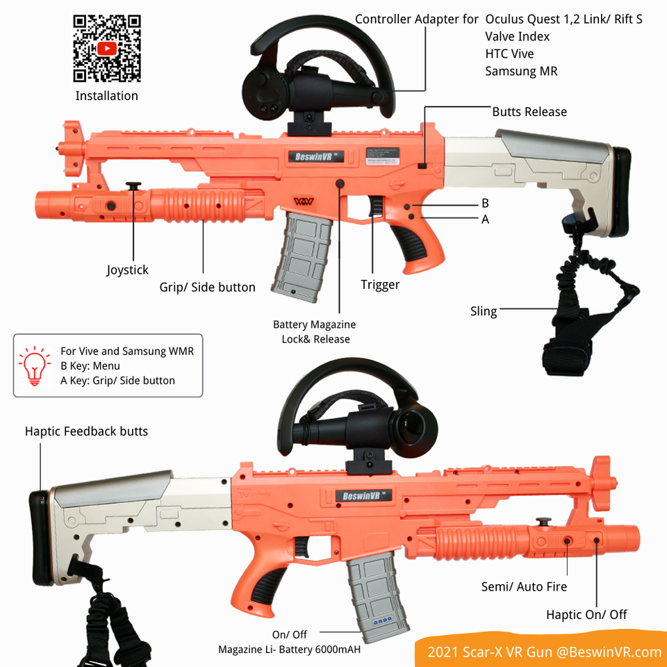 BeswinVR Haptic VR Gun Controller for Valve Index, for HTC Vive | eBay