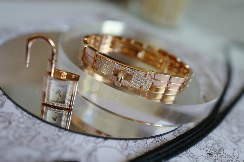 BNIB Hermes Mini Kelly Watch Rose Gold 16 mm With Diamond Set Over $40K ...