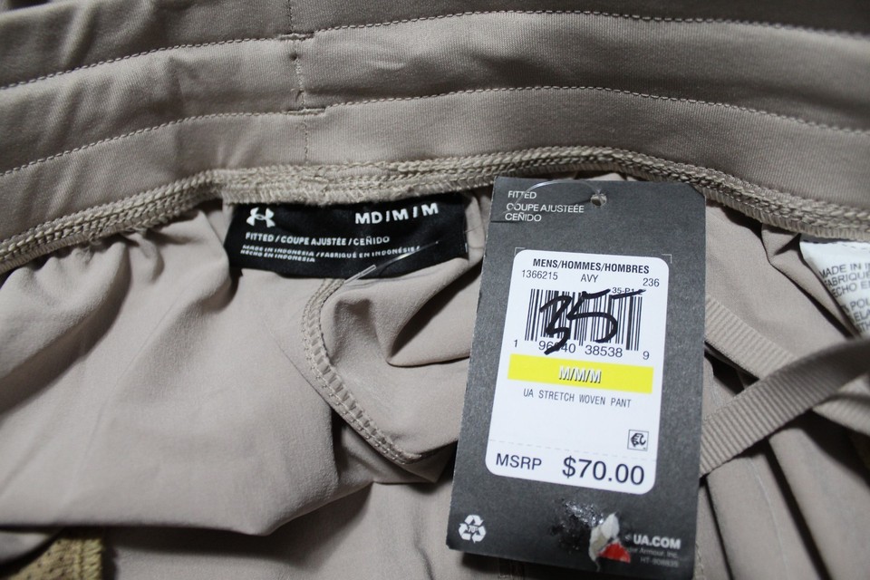 NWT Under Armour Stretch Woven Pant Beige Tan Tapered Lightweight Pants ...