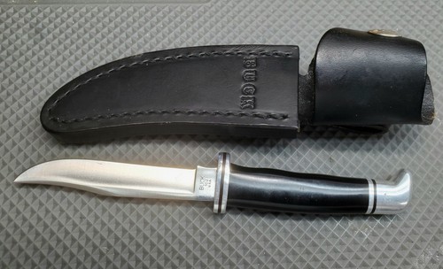 Vintage 1987 BUCK #102 Fixed Blade WOODSMAN- 7 3/4" OVERALL, LEATHER ...