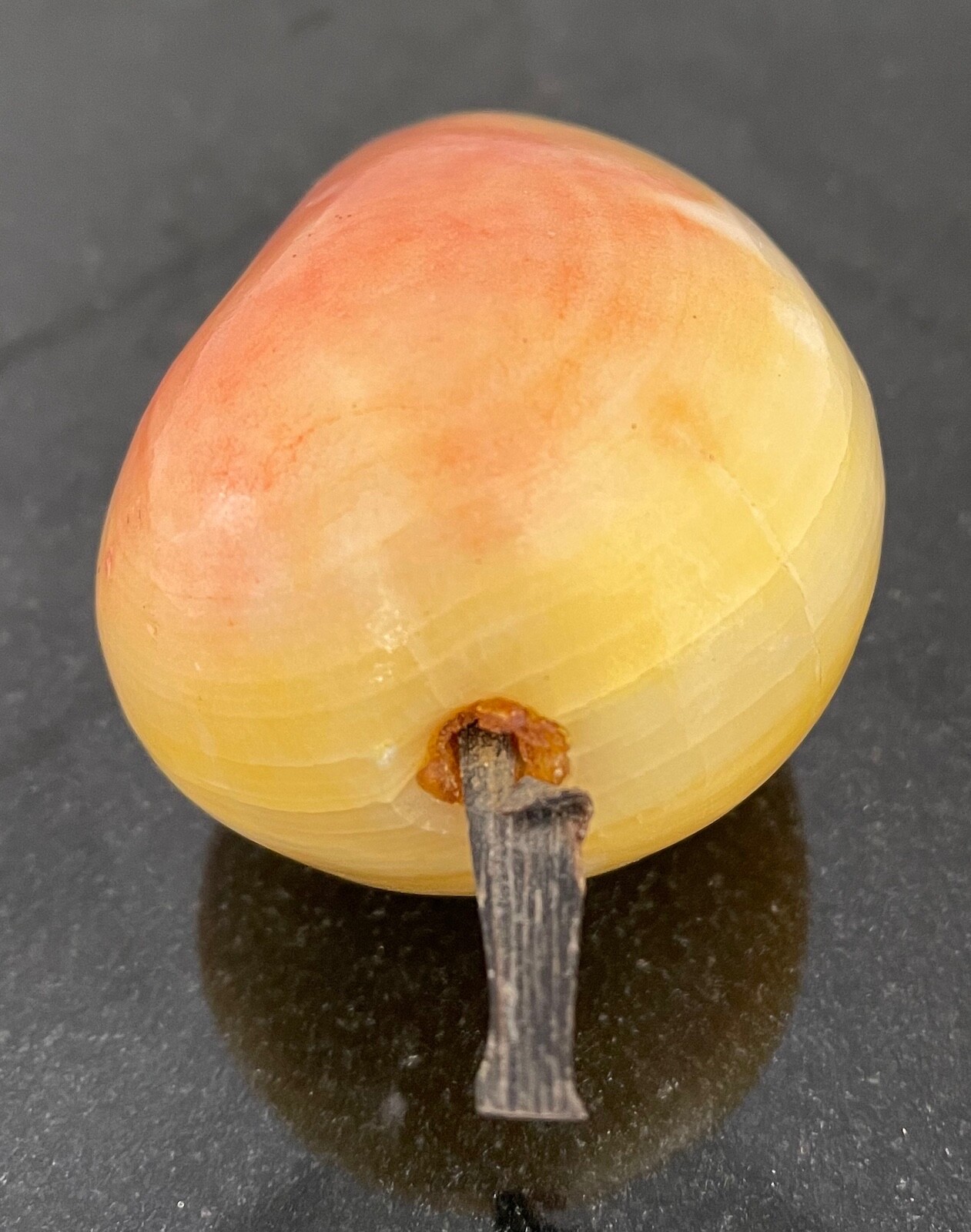 Vtg Italian Marble Alabaster Carved Stone Fruit Yellow Rosy Mango | eBay