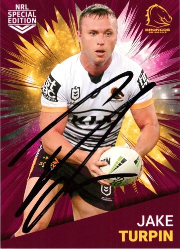 Signed 2021 BRISBANE BRONCOS NRL Card JAKE TURPIN Special Edition | eBay