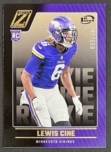 Lewis Cine 2022 Panini Zenith 1ST DOWN GOLD FOIL Rookie #185 /100 ...