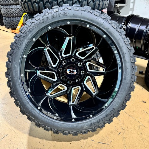 22x12 Vision Spyder Black Wheels 33" RT MT Tires 5x5.5 Dodge Ram 1500 ...