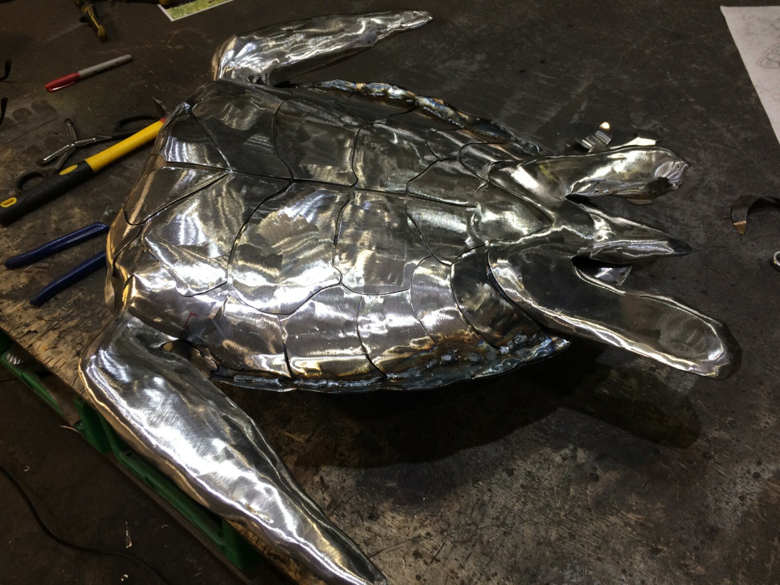 Handmade Welded Steel Sea Turtle Sculpture - made to order | eBay UK