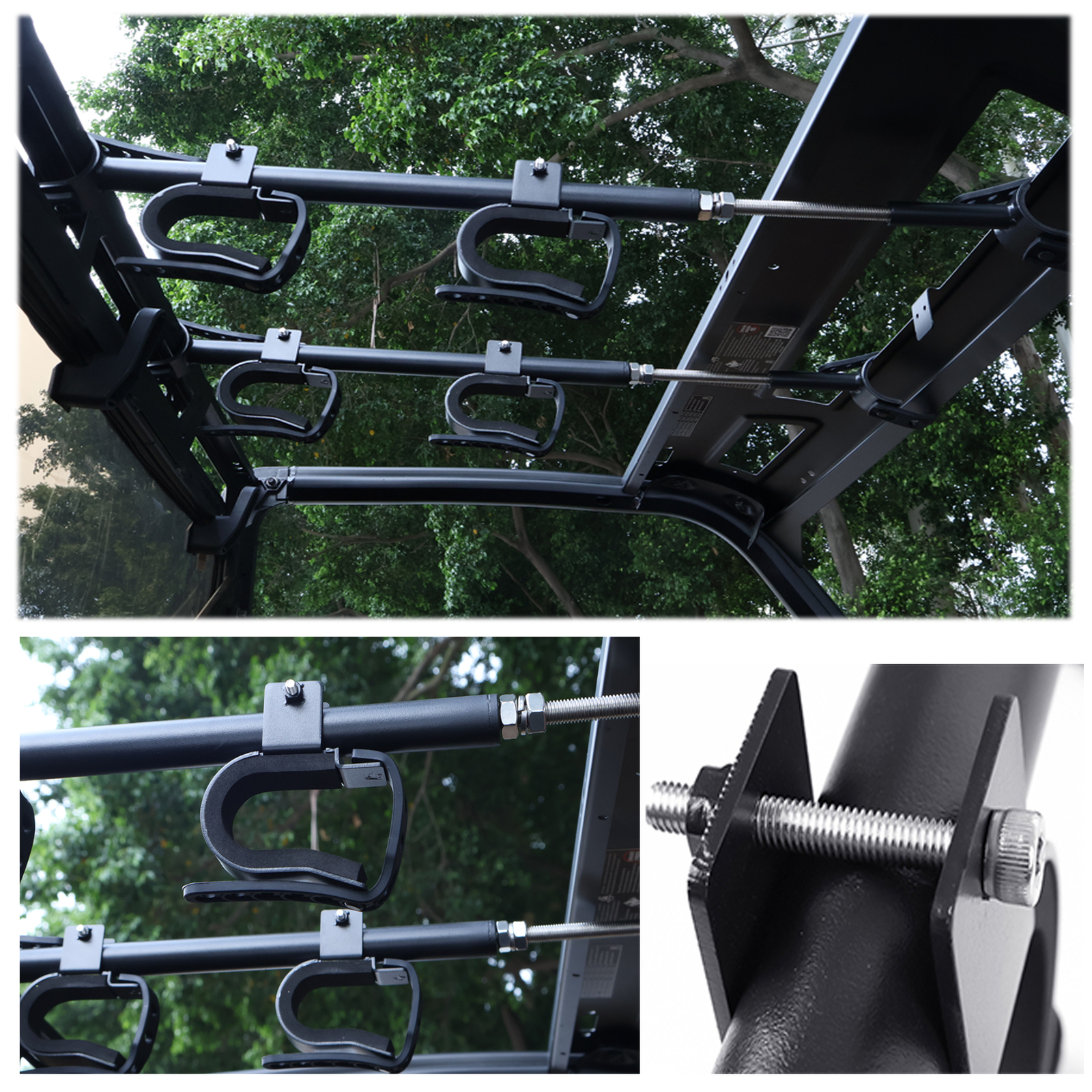 UTV Overhead Roof Gun Holder Bow Rifle Rack For Polaris RZR Can Am ...