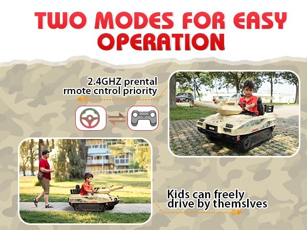 TOBBI Ride on Tank 24V Electric Car for Kids to Drive with Remote ...