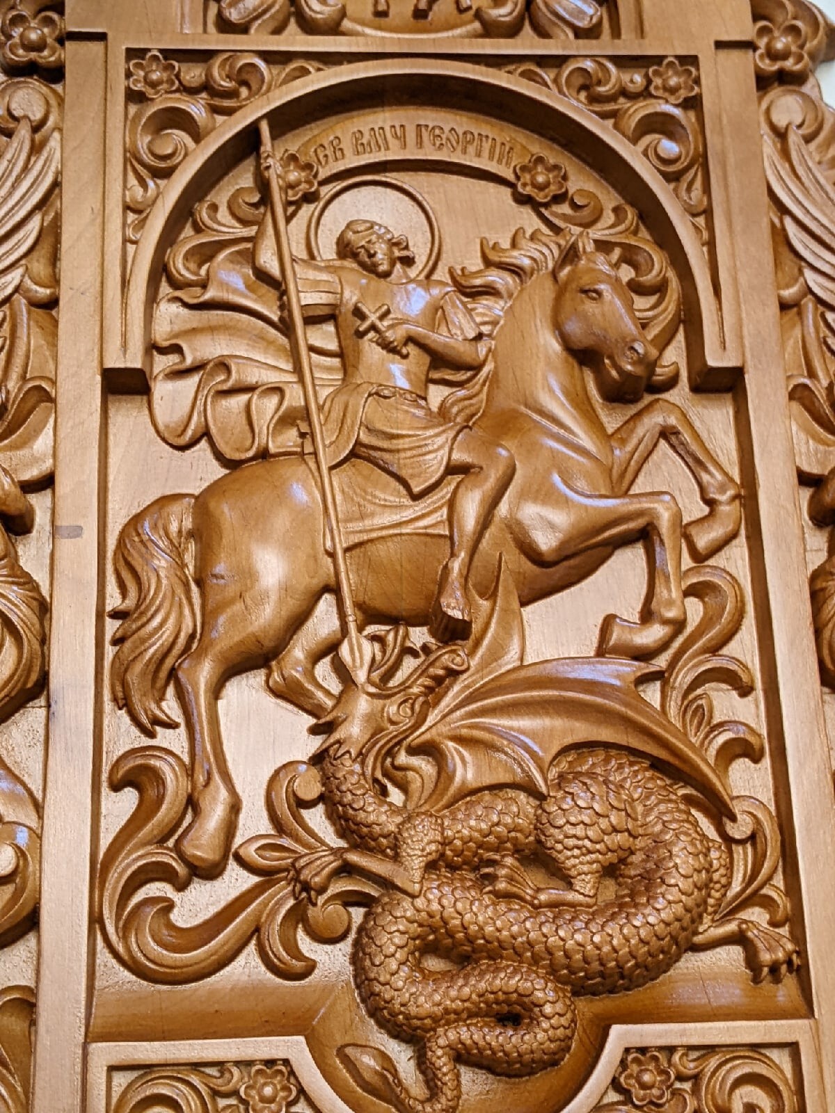 Saint George Wood Carved Orthodox Icon Picture 20" Gifts for mom | eBay