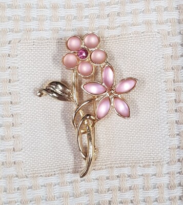 Pink Flower Metal Brooch | eBay Australia
